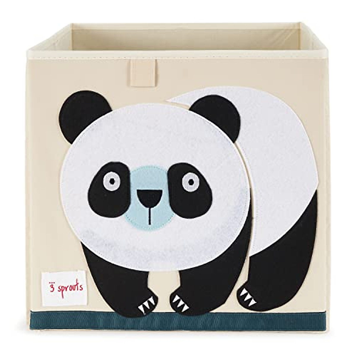 3 Sprouts Children's Large 13 Inch Foldable Fabric Storage Cube Box Panda Bear Toy Bin with Blue Peacock Toy Bin