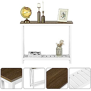 ChooChoo Farmhouse Console Table, Rustic Vintage Narrow Sofa Table for Entryway, Living Room, Hallway, 40 White