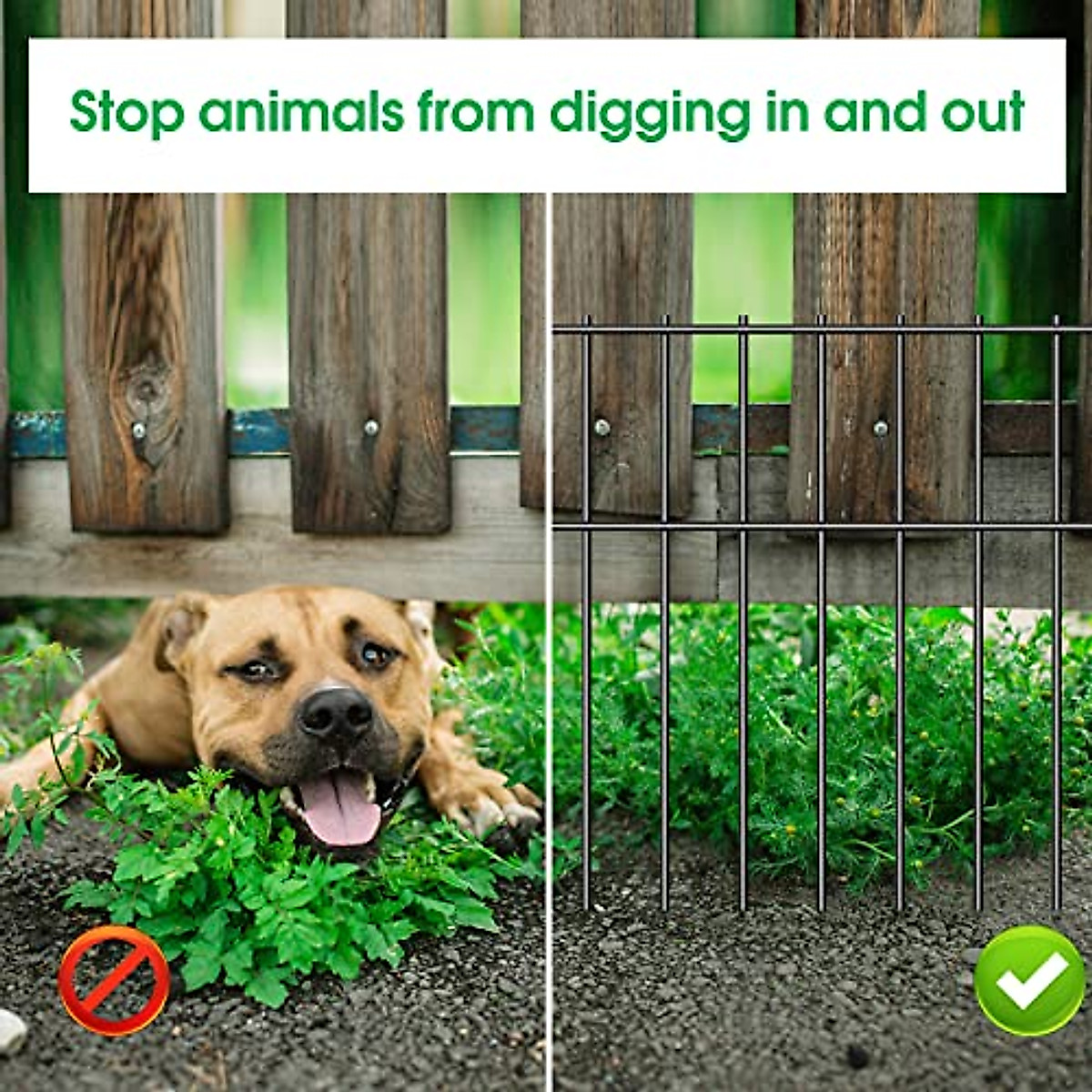 10 Pack Animal Barrier Fence, Total 16.7 Inch(H) X 10.8 Ft(L) Decorative Garden Fence, Rustproof Metal Barrier Bottom Fence, Dog Rabbits Ground Stakes Defence Border Fence for Garden, Yard, T Shaped.