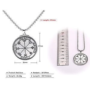 VASSAGO Third Pentacle of Mercury Key of Solomon Seal Pendant Necklace Stainless Steel Kabbalah Pagan Wiccan Amulet Jewelry for Men and Women