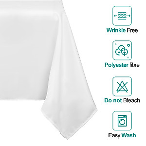 White Table Cloth Rectangle Table, 6 Pack Tablecloths for Rectangle Tables, 100% Polyester Rectangular Tablecloth White Table Cover Table Linens for Party, Wedding, Banquet Decoration- 60 x 102 Inch