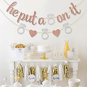 Dalaber Rose Gold Glitter He Put a Ring on It Banner - Engagement/Wedding/Bridal Shower/Bachelorette Party Decorations