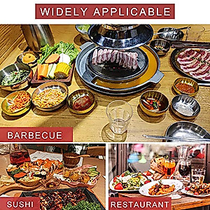 4 PCS Large Double Deck Stainless Steel Sauce Dish, Round Condiment Tray, Sauce Plate, Sushi Dipping Bowls, (4 PCS)