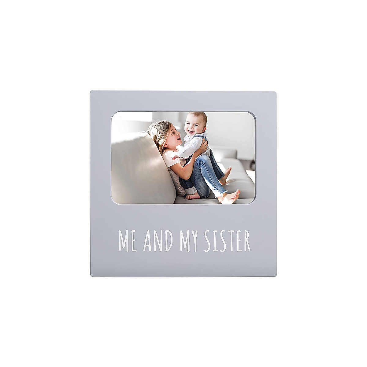 Little Pear Me and My Sister Photo Frame, Sibling Keepsake Picture Frame, Baby Girl Or Baby Boy Nursery Décor, 4x6 Photo Insert, Tabletop Picture Frame, Gray