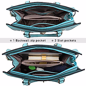 MKP Women Fashion Satchel Handbags and Purses Ladies Top Handle Tote Work Shoulder Bags with Matching Wristlet Wallet (Light Blue)