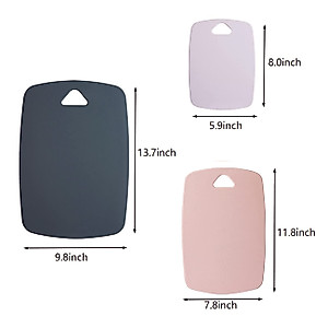 Cutting Boards for Kitchen,Plastic Cutting Board Set of 3, Thick Chopping Boards for Meat, Veggies, Fruits, with Easy Grip Handle,Dishwasher Safe (Pink, 3Pcs)