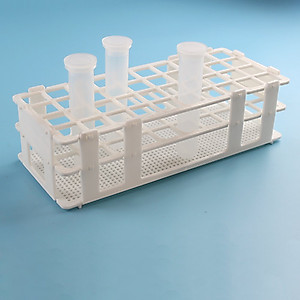 BIPEE Plastic Test Tube Rack, 40 Holes，Test Tube Holder for 20 mm Test Tubes, White vial holder, Detachable test tube holder rack (1pcs，40 Holes）
