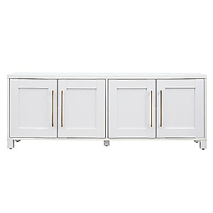 Henn&Hart Rectangular TV Stand for TV's up to 80" in White, TV Stands for the Living Room