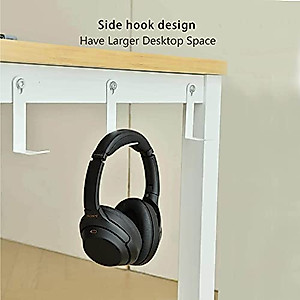 SURMIO 63 inch Computer Desk,Large Home Office Desk Modern Wood Writing Table Rustic Gaming Desk Sturdy Extra Thick Wooden Desktop Thicker Metal Frame PC Workstation with Storage Bag and Hooks,White