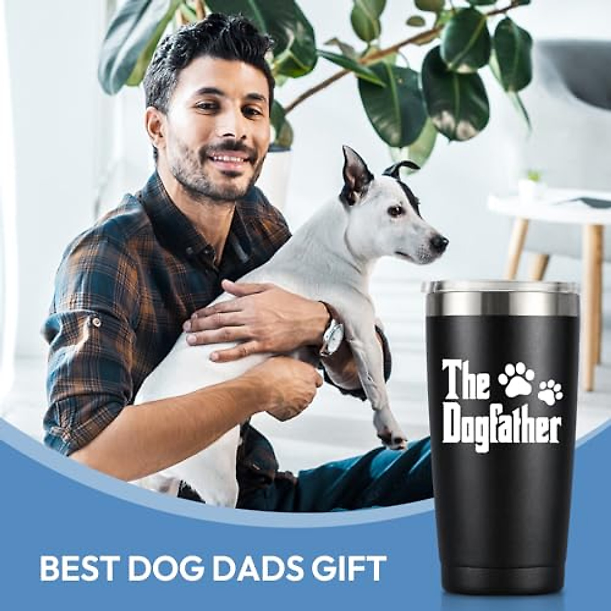 MASGALACC Dog Dad Gifts for Men - Dog Lover Mug - Dog Father Coffee Cup - Dog Fathers Day Gift - 20 Oz Stainless Steel Tumbler