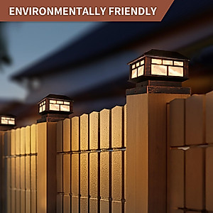 POWGDLT Solar Post Cap Lights Bronze Fence Deck Post Light Solar Powered Fit 3.5x3.5 4x4 5x5 Wooden Posts 8 Packs
