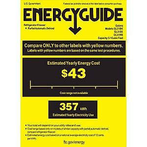 Galanz 3.1 cu ft Compact Refrigerator, Black