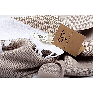 Smyrna Original Turkish Hand Towels Orientina Series Set of 2 | 100% Cotton, 16 x 40 Inches | Decorative Bathroom Peshtemal Towel for Hand, Face, Hair, Gym, Yoga, Tea, Kitchen and Bath (Latte)