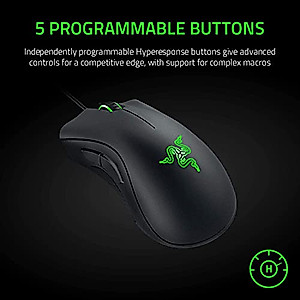 Razer DeathAdder Essential Gaming Mouse: 6400 DPI Optical Sensor - 5 Programmable Buttons - Mechanical Switches - Rubber Side Grips - Classic Black