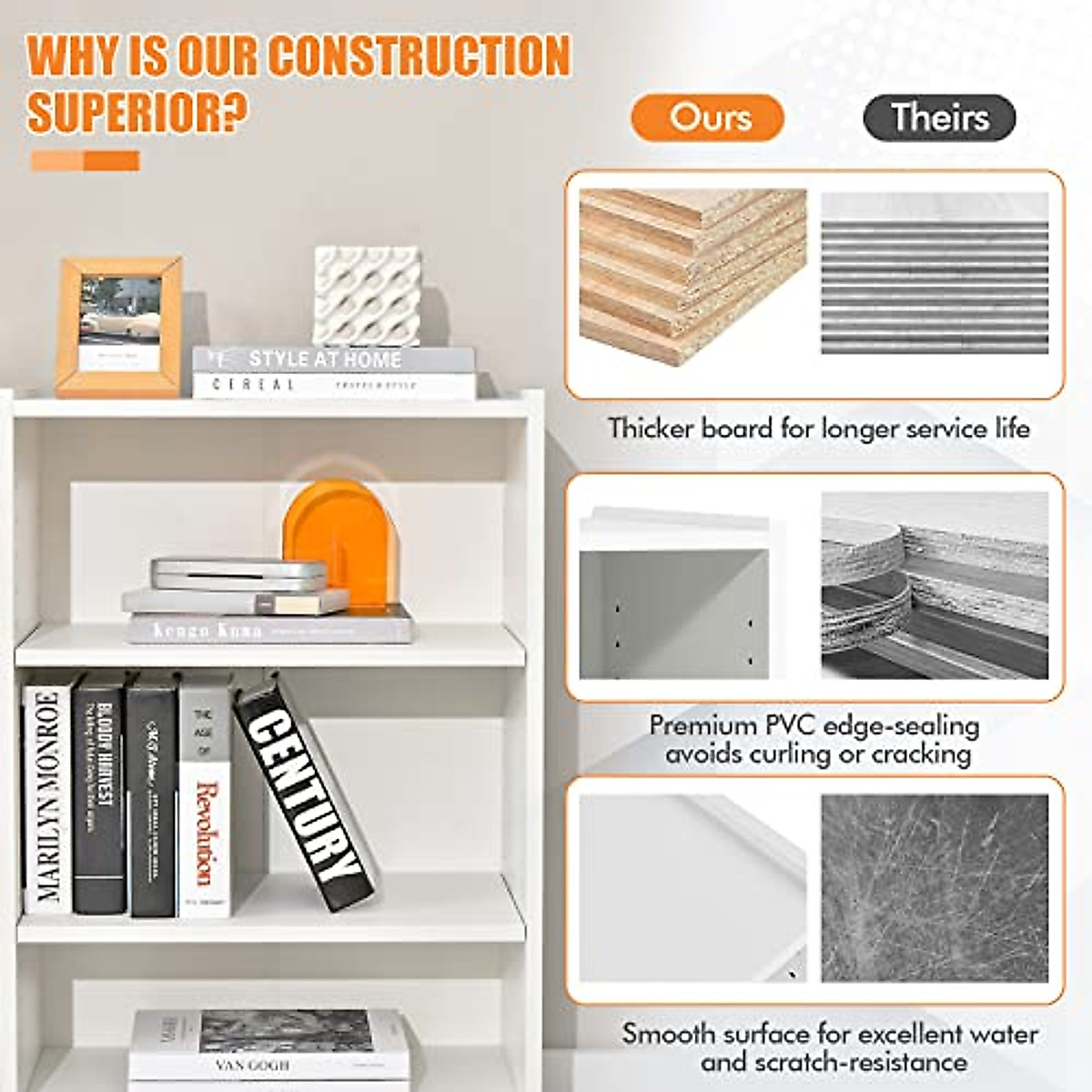 Giantex 3-Cube Bookcase White - 3-Tier Modern White Open Bookshelf with Adjustable Shelves, Anti-Tipping Device, Small Wood Cube Storage Organizer for Kid’s Room, Living Room, Bedroom