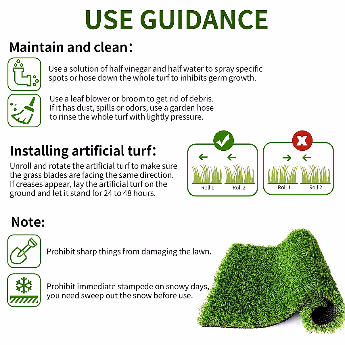 SunVilla Artificial Grass Rug Indoor Outdoor, 13ft x 25ft (325 Square FT) Realistic Thick Synthetic Fake Grass Mat for Dogs, Garden Lawn Landscape Patio Grass