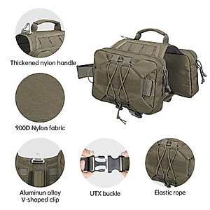 EXCELLENT ELITE SPANKER Dog Pack Hound Dog Saddle Bag Backpack for Travel Camping Hiking Medium & Large Dog with 2 Capacious Side Pockets(RGN-L)