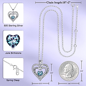 Iefil Mom Birthstone Necklaces Gifts for Mom, Sterling Silver Birthstone Jewelry Mom Mothers Valentines Day Anniversary Christmas Birthday Gifts for Mom June Alexandrite Necklace Jewelry