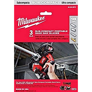 Milwaukee 48-39-0572 Sub-Compact Portable Band Saw Blades, 27-Inch 18TPI, 3 Blades per Pack, 3 Pack (9 Blades Total)