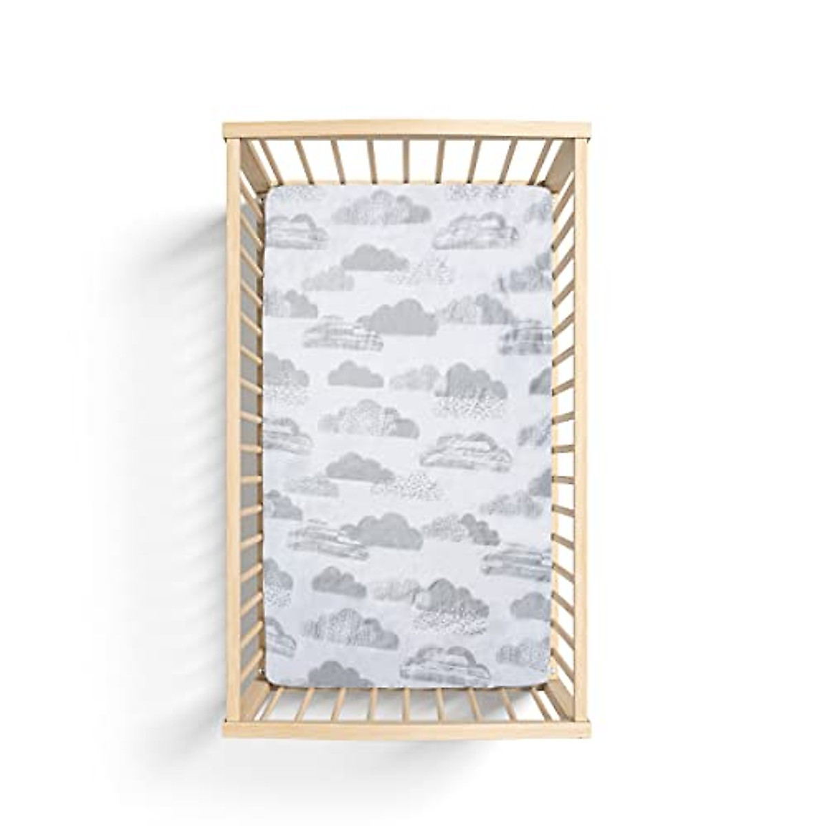 100% Cotton Jersey Cribsheet Standard Size, Grey Clouds