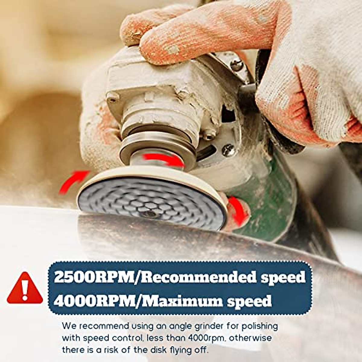 7 Packs Dry Diamond Polishing Pads 4 Inch with 5/8”-11 Rubber Backer Pad 6PCS Dry Polish Pad Kit 50-2000 Grit for Drill Grinder Polisher Granite Marble Concrete Stone Countertop Quartz Polishing