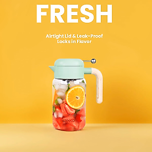 LAFEECA Cold Brew Coffee Maker - Iced Tea Brewer with Airtight Lid - Stainless Dual Ultra Filter - Tritan Pitcher - 1500 ml / 51 oz - Green