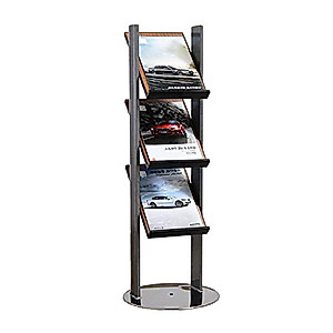 Magazine Rack Creative Display Rack Advertising Propaganda Magazine Newspaper Rack Aluminum Alloy Detachable Floor Data Rack (Color : Black, Size : 23 * 32 * 100cm)