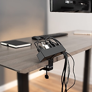VIVO Clamp-on Power Strip, All-in-One Power Hub Desk Mount with 2 USB Ports, 4 AC Outlets, Tabletop Plugs with 6ft Cord, Black, DESK-AC120V