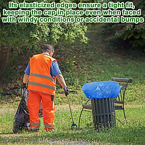 Yeaqee 12 Pcs Garbage Can Covers 90 Gallon Outside Extra Large Waste Container Cover Trash Odor Smell Buster with Elastic Rubber Band Plastic Dustproof Cover for Outside Household Kitchen Bin