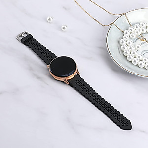 Lace Silicone Band 20mm Compatible for Samsung Galaxy Watch 4/5/6/Active Band 40MM 44MM,Galaxy Watch 4/6 Classic 46MM 42MM 43MM 47MM/Watch 5 Pro/Watch 3 41mm, Soft Silicone Strap for Women (black)