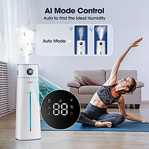 VCK 8L AI Smart Humidifier for Bedroom,Top Fill Cold Mist Humidifiers with 10 Adjustable Mist Levels, 50H Runtime, Auto Mode, 24H Timer, Whisper-Quiet Ultrasonic Humidifiers for Home Large Room Plant