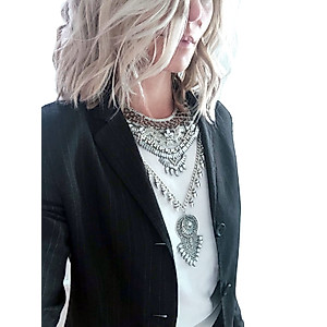 Long Tassel Chunky Boho Coin Statement Necklace For Women Style 1