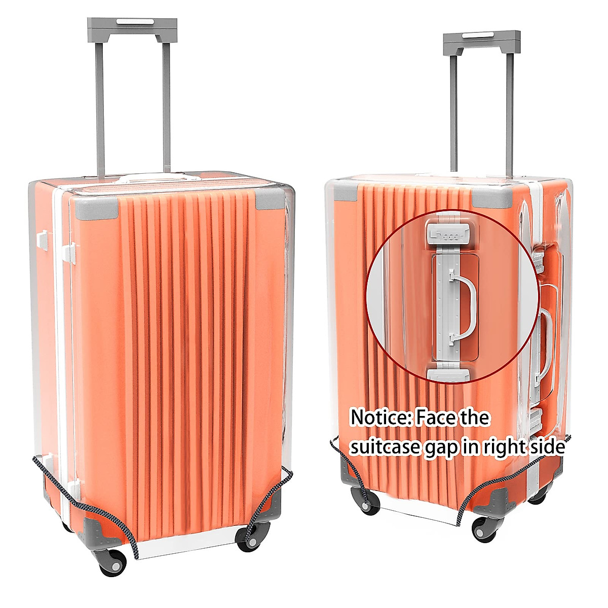 Esholife Clear PVC Luggage Cover Protectors 24 Inch Suitcase Cover for Suitcase TSA Approved 22-25Inch (22.44''H x 16.14''L x 11.41''W)