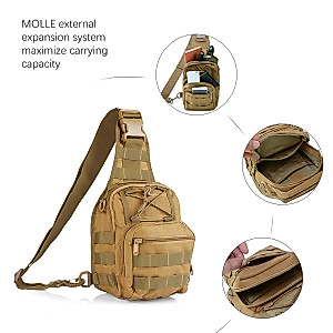 ROARING FIRE Tactical Single Shoulder Bag, Crossbody Military Backpack, Molle Assault Sling Backpack for EDC, Camping, Hiking, Trekking, Cycling, and Outdoor Sports