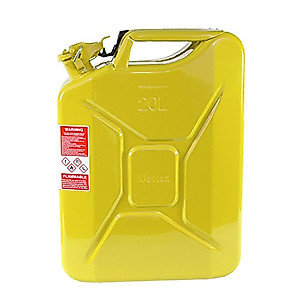 Wavian USA JC0020YVS Authentic NATO Jerry Fuel Can and Spout System Yellow (20 Litre)