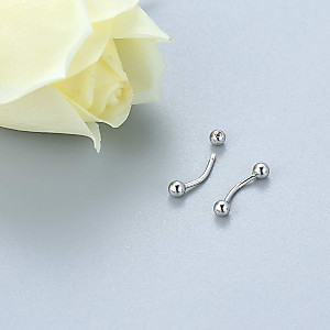 SILBERTALE Daith Rook Earrings 925 Sterling Silver Tiny 18G Tragus Piercing Eyebrow Rings Curved Barbell Tongue Sleeper Cartilage Earring Stud 8mm 5/16''