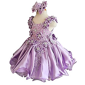 Jenniferwu G535 Infant Toddler Baby Newborn Little Girl's Pageant Party Birthday Dress Lilac Size 12-18Mos