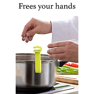 Cestash Pot Clip for Spoons - Heat Resistant Spoon Holder - Stainless Steel and Silicone Design for Extra Protection - Spoon Dock for Utensils (Green)