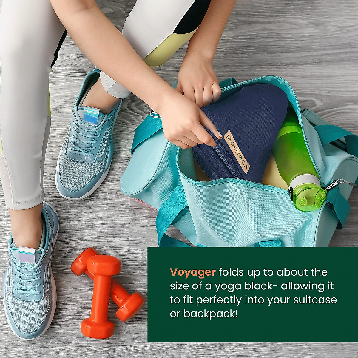 JadeYoga Voyager Yoga Mat - Lightweight & Portable Rubber Yoga Mat - Non-Slip Exercise Mat for Women & Men - Great for Yoga, Home Workout, Gym Fitness, Pilates, Stretching, & More (68" Midnight Blue)