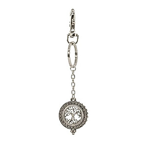 Tree of Life 4X Magnifying Glass Sliding Top Key Chain (Silver Tone)