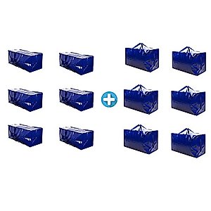 VENO 12 Packs Heavy Duty Large Storage Moving Bags Bundles, 6 Packs of Large Moving Bags with Strap and 6 Packs Oversize Moving Storage Bags