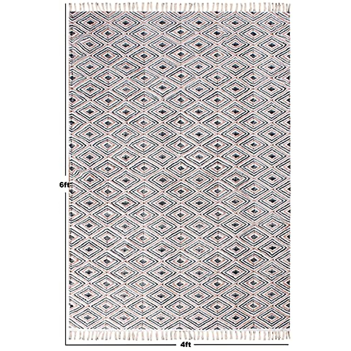 Casavani Indian Handmade Brown, Beige Geometric Area Rug Boho Kilim Flat Weave Indoor Hall Room Decor Carpet Throw Rug Boho Rugs for Bedroom Living Room Bathroom Balcony 4x8 Feet