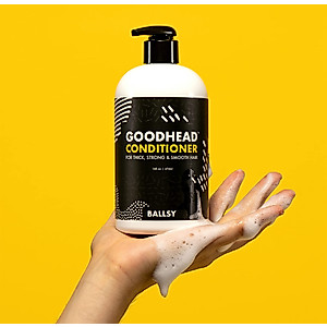 Ballsy Goodhead Conditioner, For Thick, Strong and Smooth Hair, with Tea Tree, Argan, HIbiscus and Olive Oil, 16 Fl oz