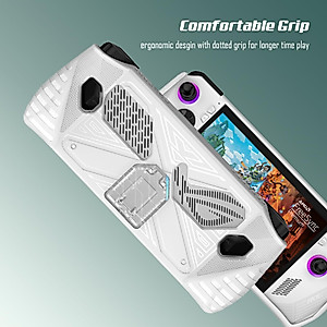 MES MERRY Kickstand Case for 2023 ASUS ROG Ally Handheld, ROG Ally 7 Accessories Protective Cover Grip with Stand (White)
