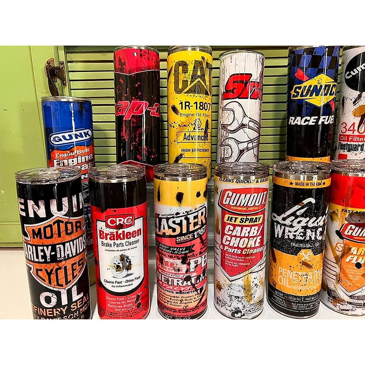 Oil filter Tumbler, Custom Mens Mechanic Garage Series Vacuum Coffee Cup 20oz 30oz, Oil Filter Cup Gift For Him, Dad Double Wall Insulated Cups With Lids And Straw