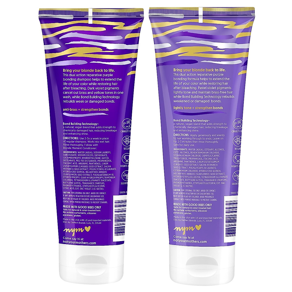 Not Your Mother's Blonde Moment Purple Shampoo and Conditioner (2-Pack) - 8 fl oz - Ideal for Blonde, Highlighted Brunette, Silver Hair - Helps with Bonding, Anti-Brass Toning, Repair, and Hydration