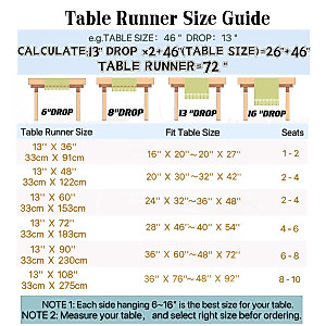 Wracra Rustic Linen Table Runner Farmhouse Style Table Runners 72 inches Long Embroidered Fall Table Runner with Hand-Tassels for Party, Dresser and Dining Room Decorations(Light Coffee, 13"×72")