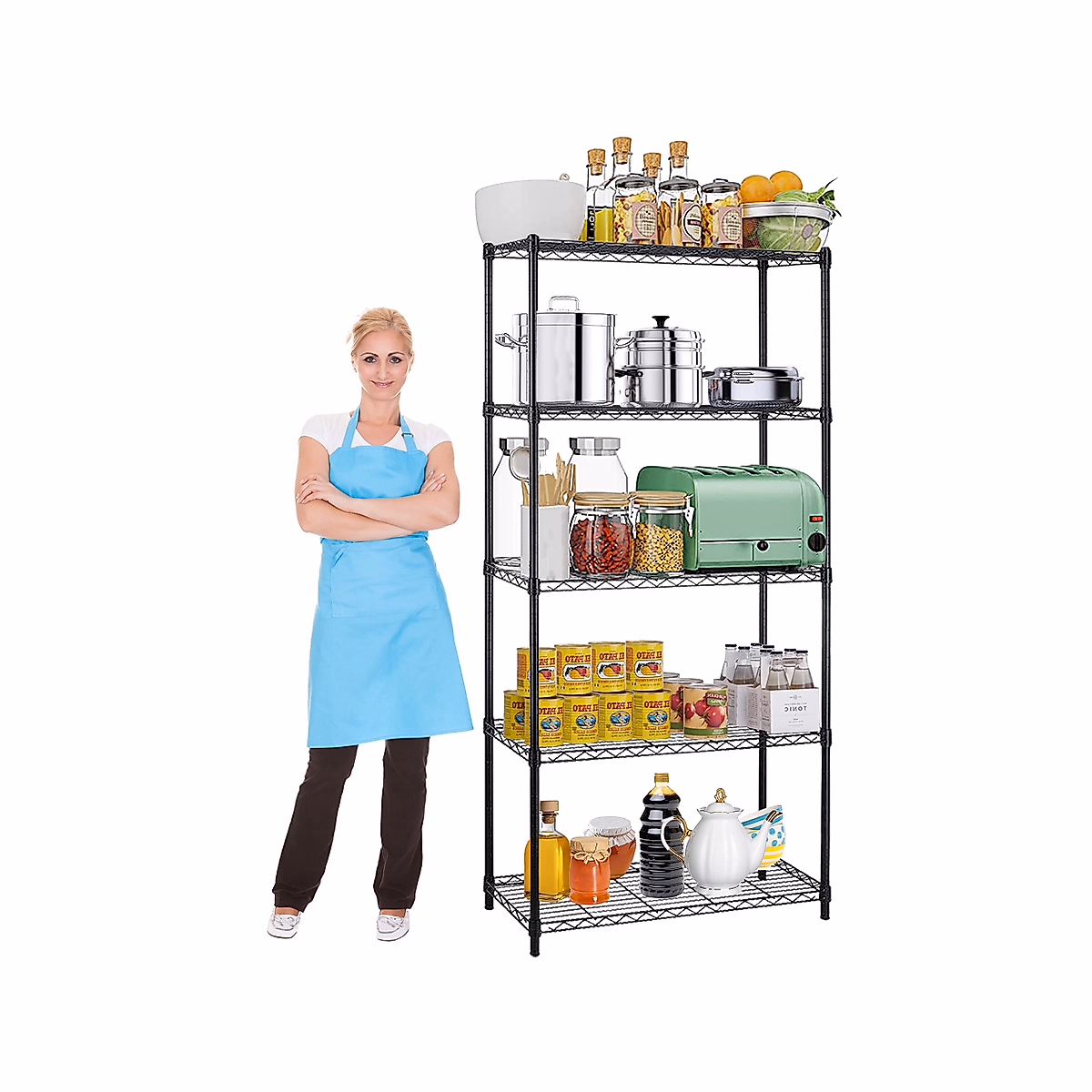 Haiput Wam Storage Shelves, 5 Tier Adjustable Metal Shelving with 1250 Lbs Capacity for Kitchen Laundry Bathroom Pantry Organization, Shelving Unit Wire Shelf Metal Shelves for Storage -14x36x72