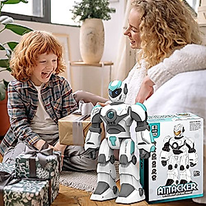 FUUY Large Robot Toy for Kids 17inch Interactive Boy Robots Toys with Voice Control & Gesture Sensing and Programmable Music LED Emoji Faces Moonwalking Dance Birthday Gift Present Kid 3 4 5 6 7 8-12