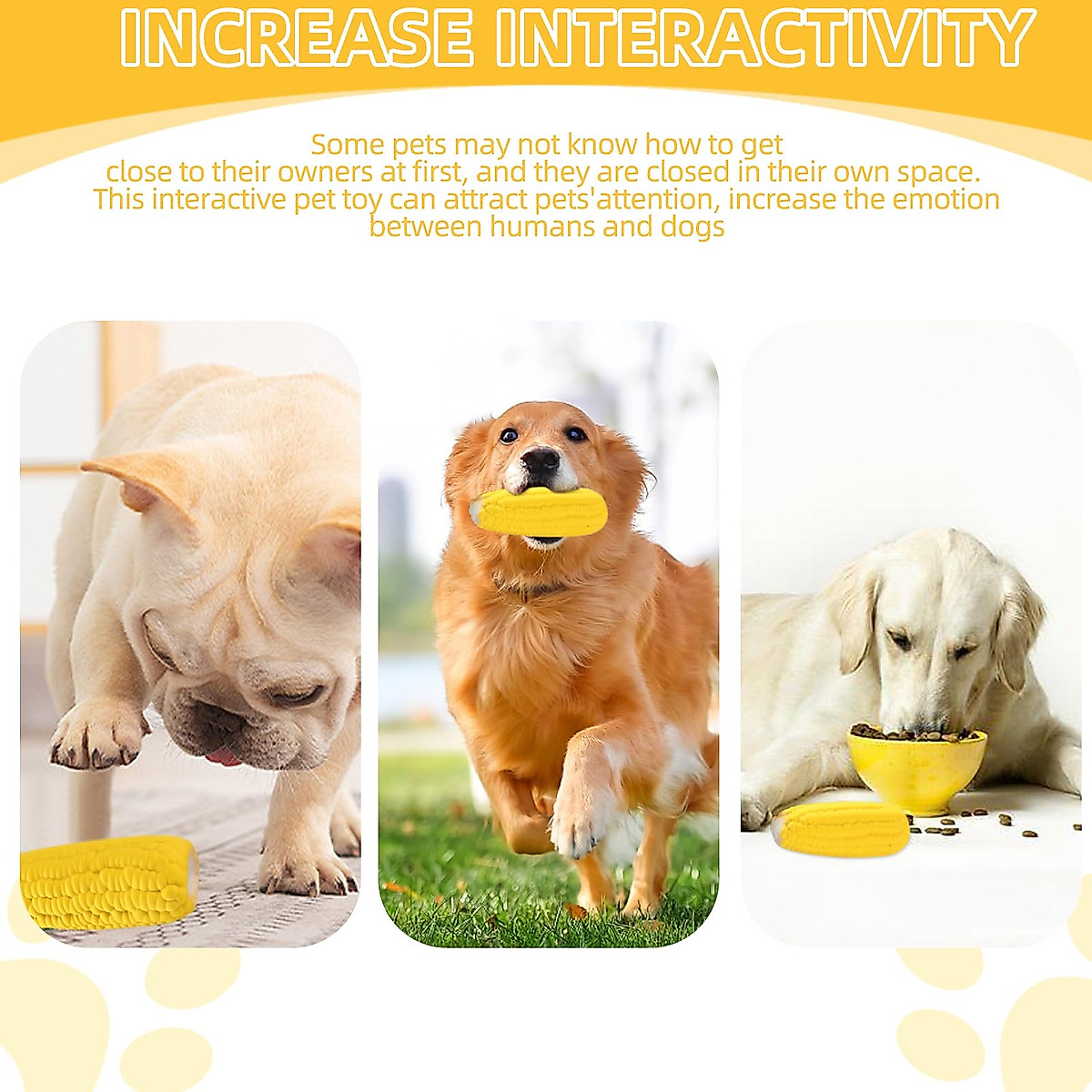 Corn Shaped Dog Toy-Interesting to Attract Dogs' Attention Corn Chew Toy for Pets, Resistant to Biting and Not Hurting Teeth Puppy Teeth Grinding Toys,Sounding Pet Squeaky Toy for Dog